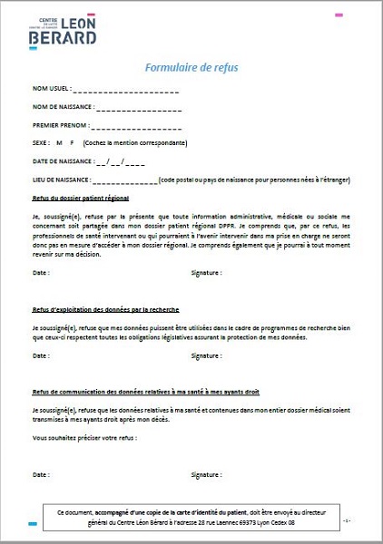 Vos données de santé | Centre Léon Bérard